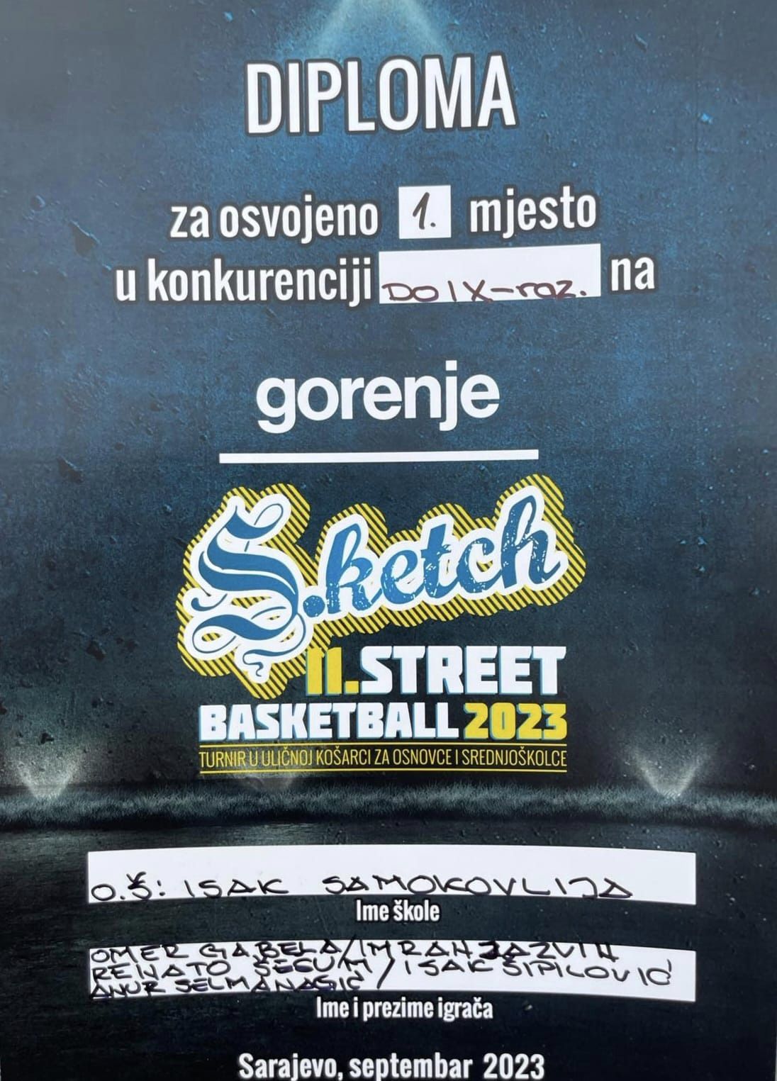 Prvo mjesto na "Gorenje S.ketch Street Basketball 2023"